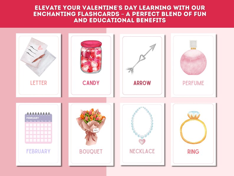 Valentine's Day Flashcards: Kids Learning Activity (digital Download ...