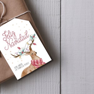 Editable Feliz Navidad Tag, Spanish Christmas Gift Tags, Printable ...