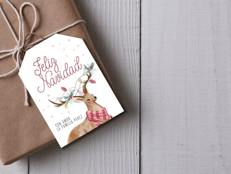 Editable Feliz Navidad Tag, Spanish Christmas Gift Tags, Printable ...