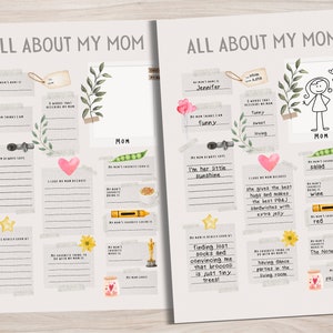 Mothers Day Printable Gift, Mother's Day Cards for Kids, All About My ...