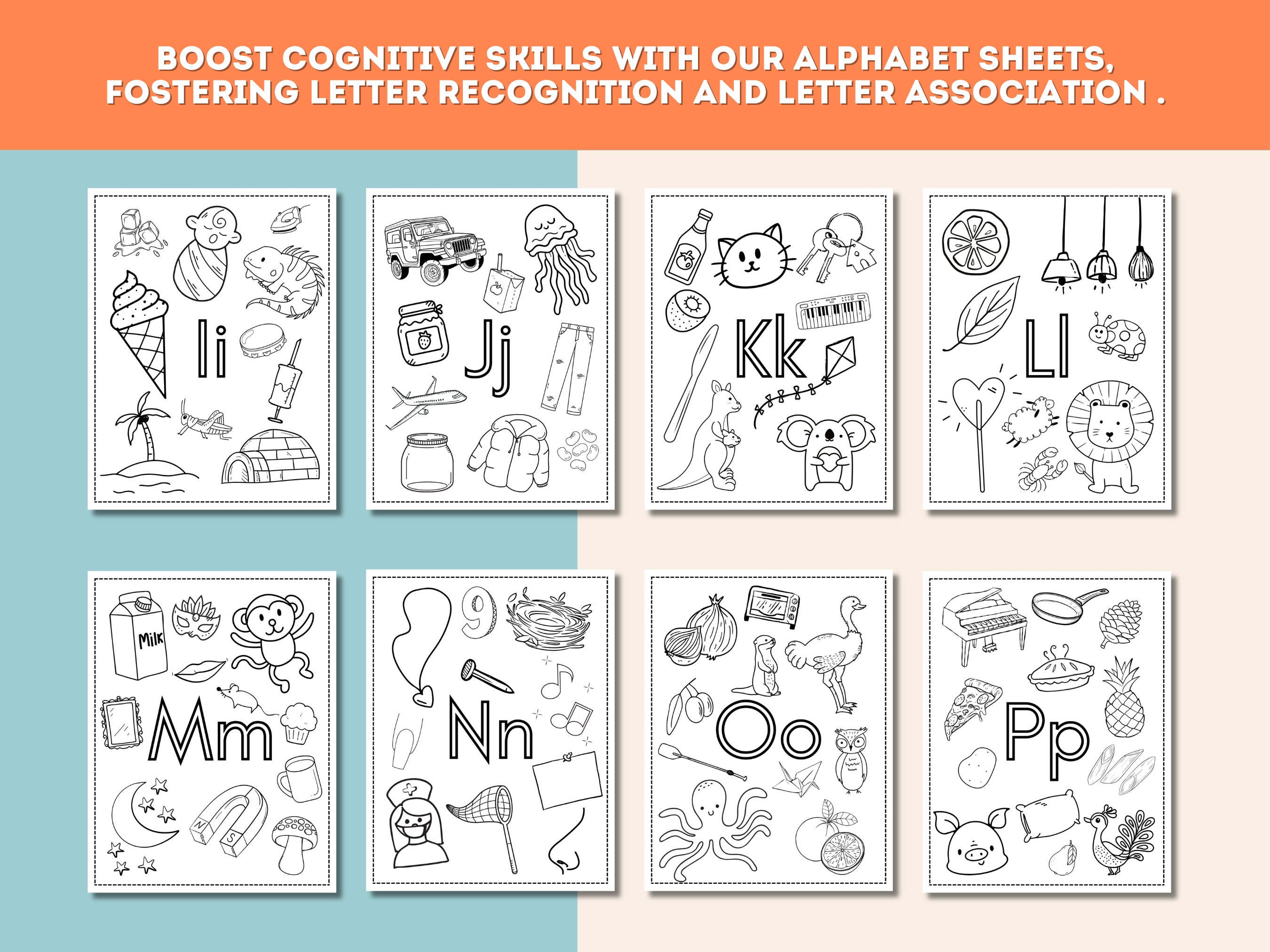 Alphabet Coloring Pages: Preschool Learning Activity (PDF Pattern) - Etsy