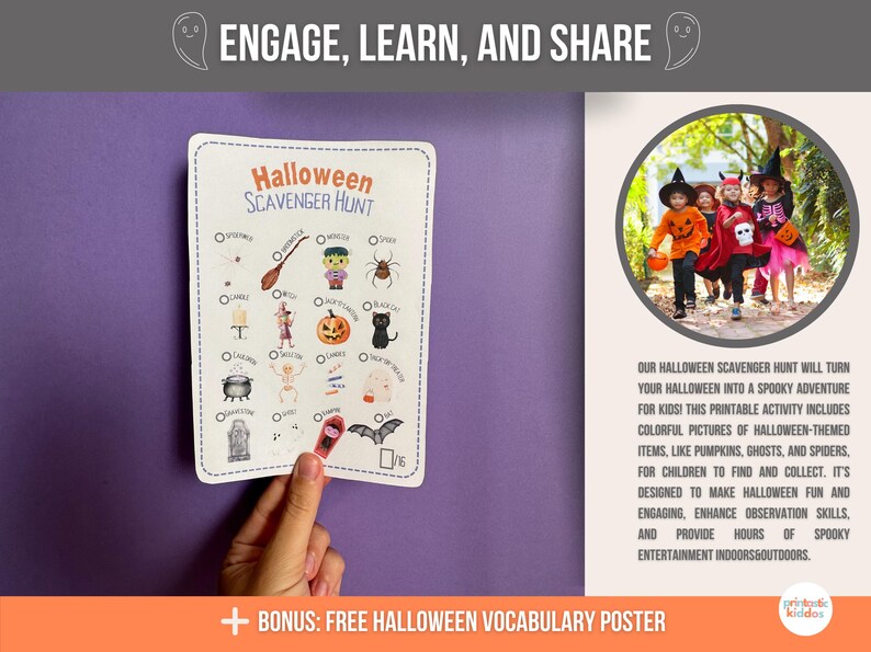 Printable Halloween Scavenger Hunt Game: Kids Party Activity (digital ...