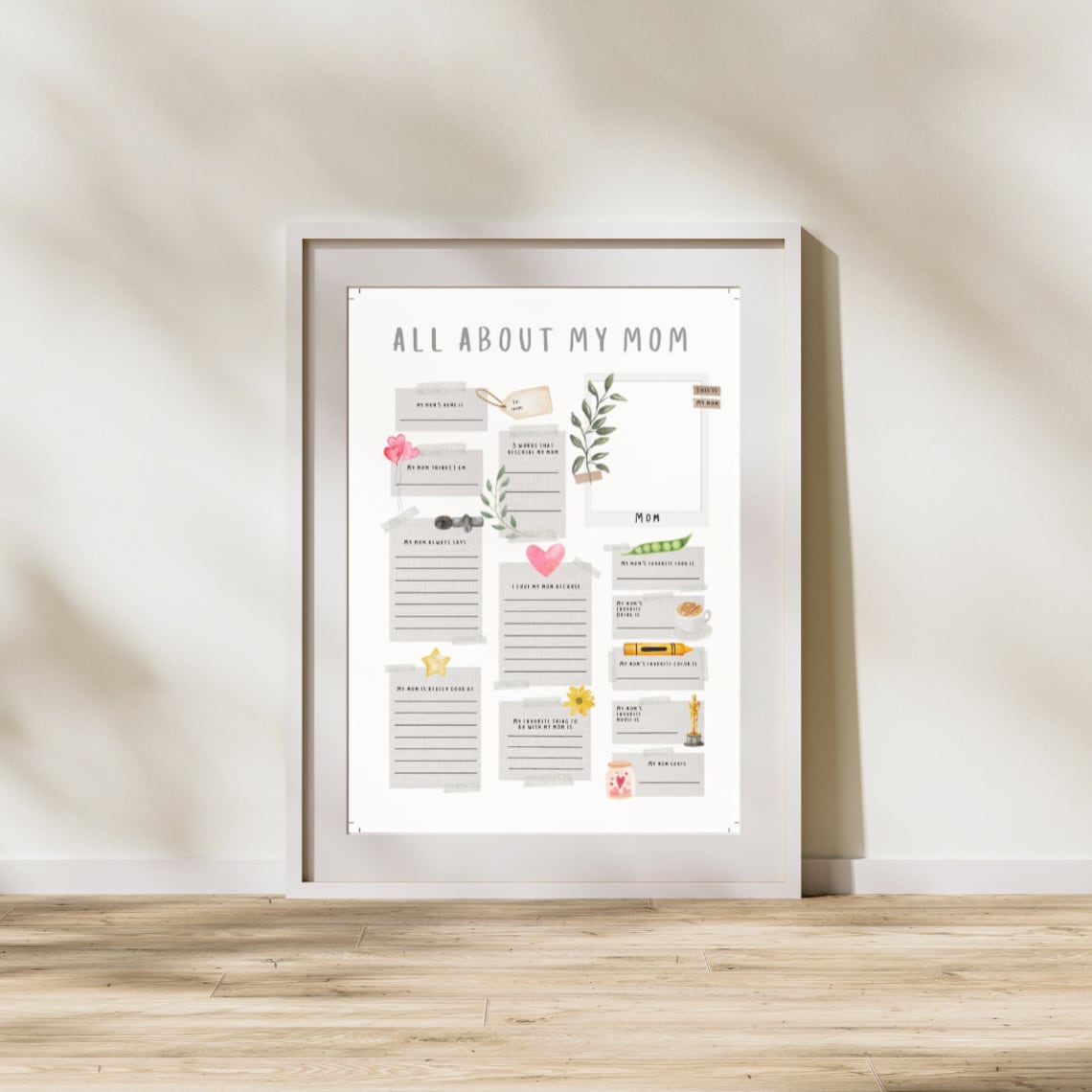 All About My Mom Mom Fill in the Blank Printable Worksheet And/or ...