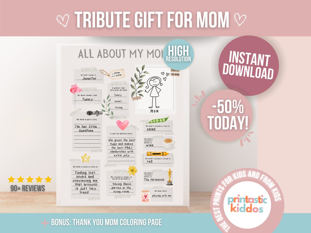 All About My Mom, All About Mom Printable, All About Mom Questionnaire ...