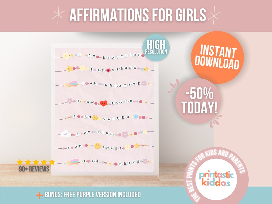 Positive Affirmation Decor, Printable Girl Power Poster, Inspirational ...