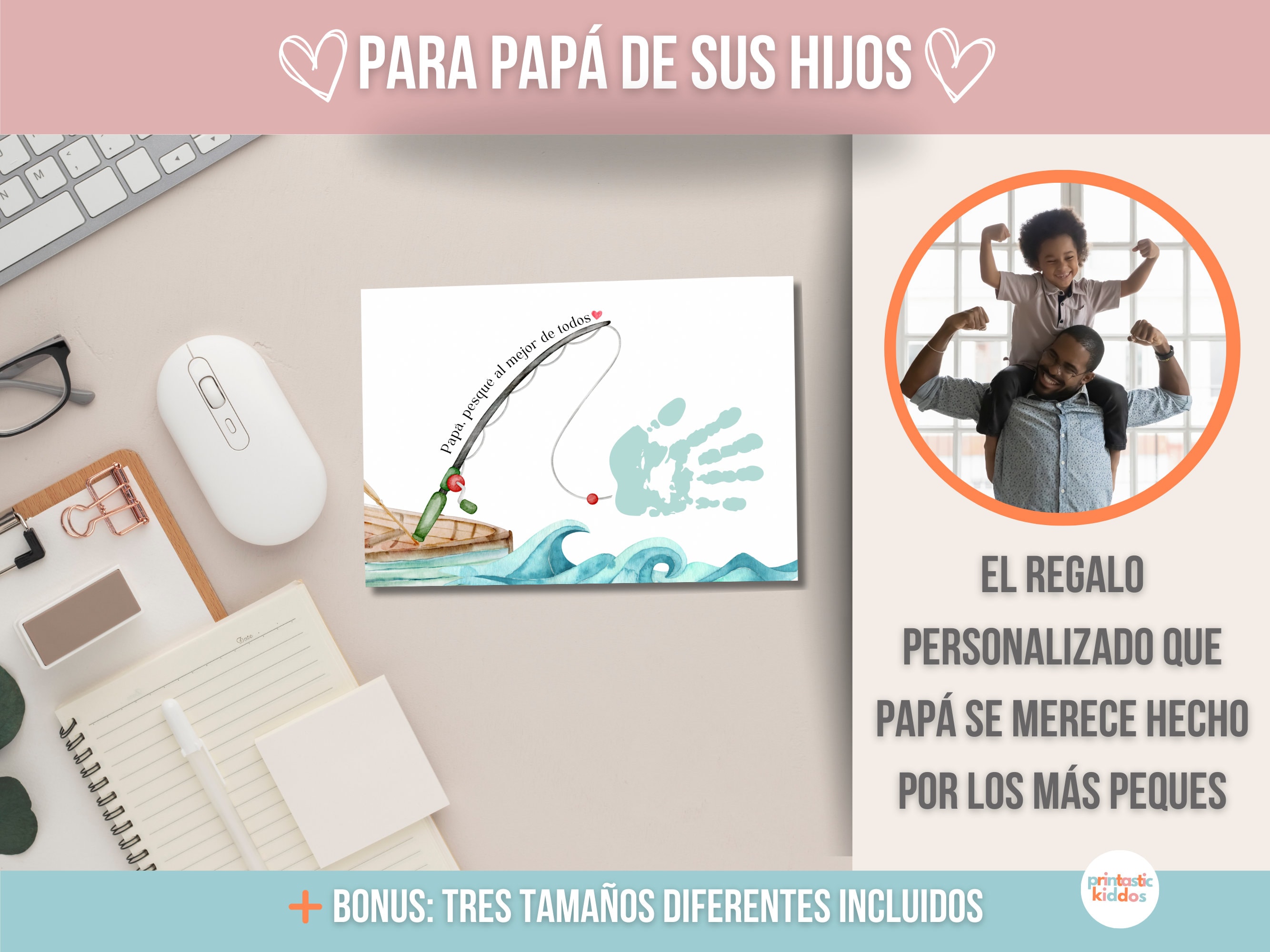 Spanish Father's Day Fishing Handprint Art Gift (digital Download) - Etsy