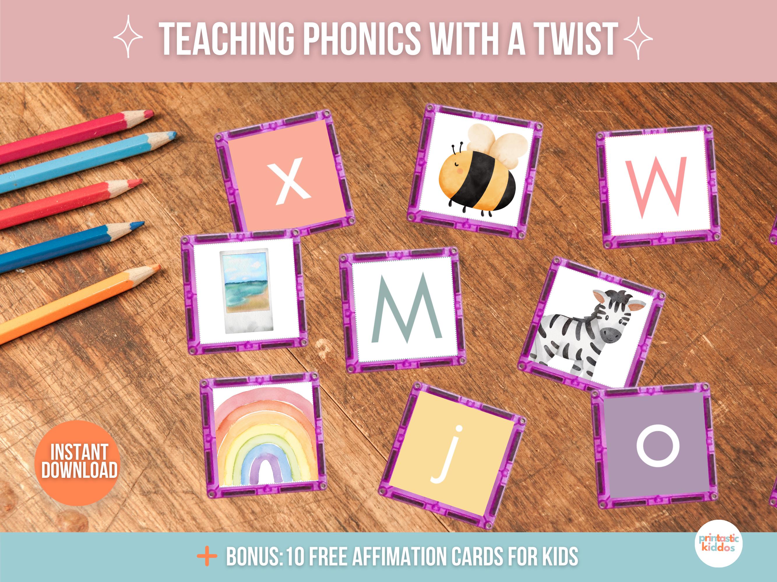 Magnetic Tiles Phonics Flashcards: Montessori Learn to Read (digital ...