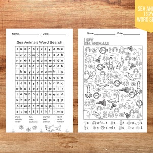 Sea Animals Activities Printable, Sea Animals Printables, Spelling and ...