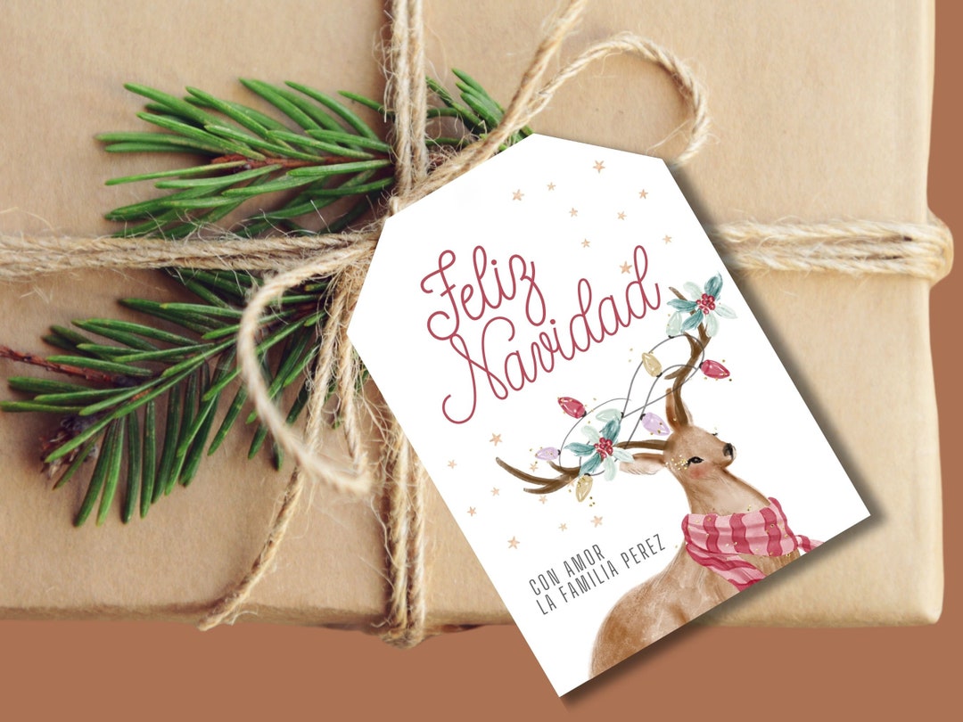 Editable Feliz Navidad Tag, Spanish Christmas Gift Tags, Printable ...
