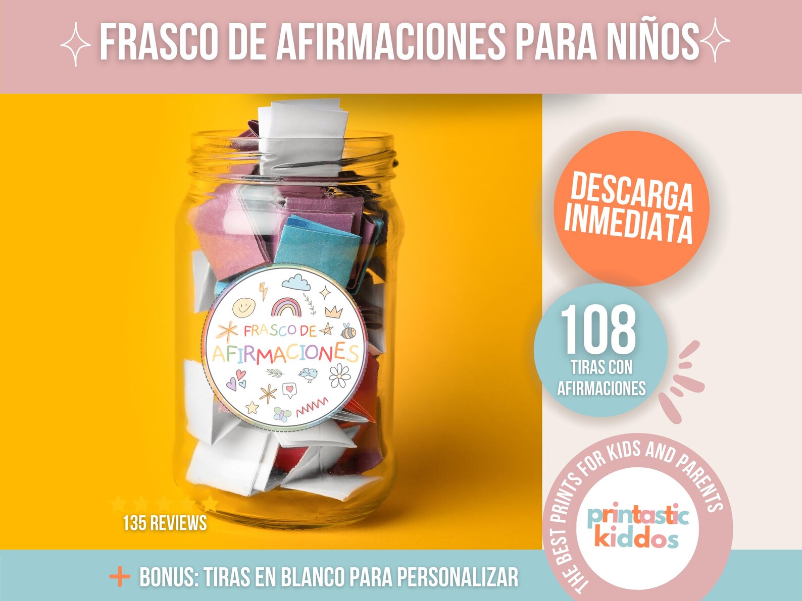 Kids Affirmation Jar: 108 Positive Affirmation Strips (digital Product ...