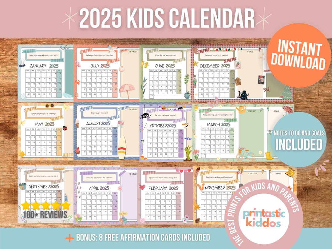 Kids Calendar 2025 Children's Calendar Homeschool Planner Classroom ...
