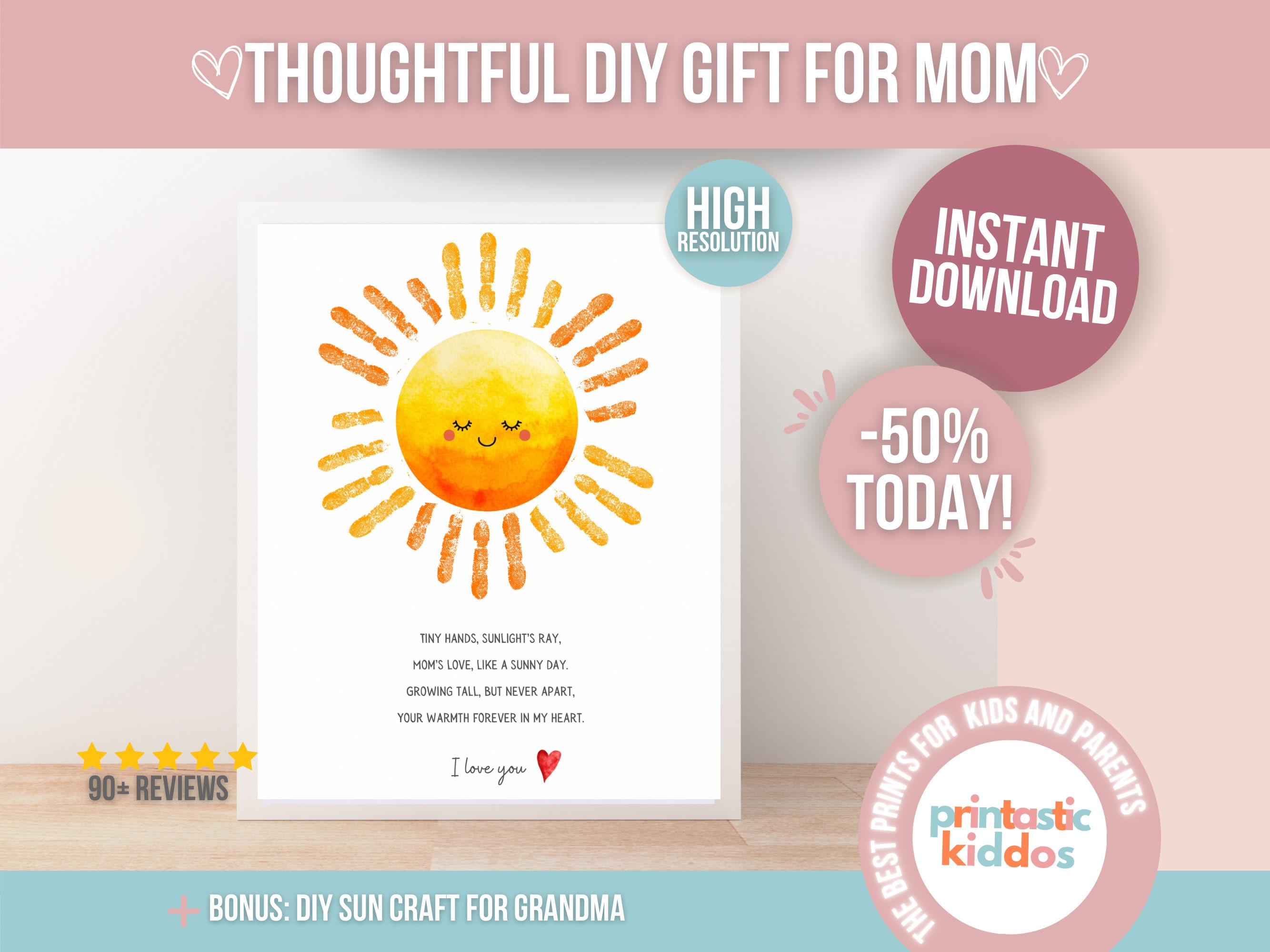 Mothers Day Handprint Keepsake Art, Mother's Day Gift for Mom, Mother's ...