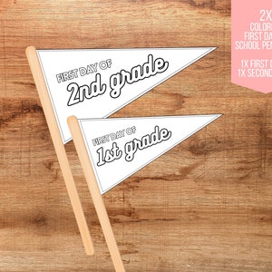 First Day of School Printable Pennant Flags, Custom Printable School ...