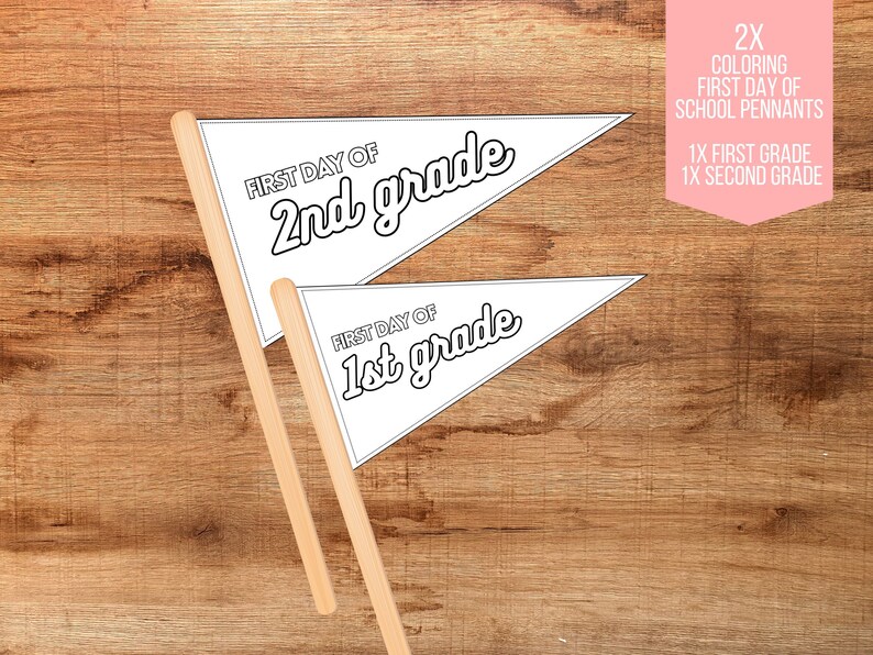 First Day of School Printable Pennant Flags: Custom School Year ...