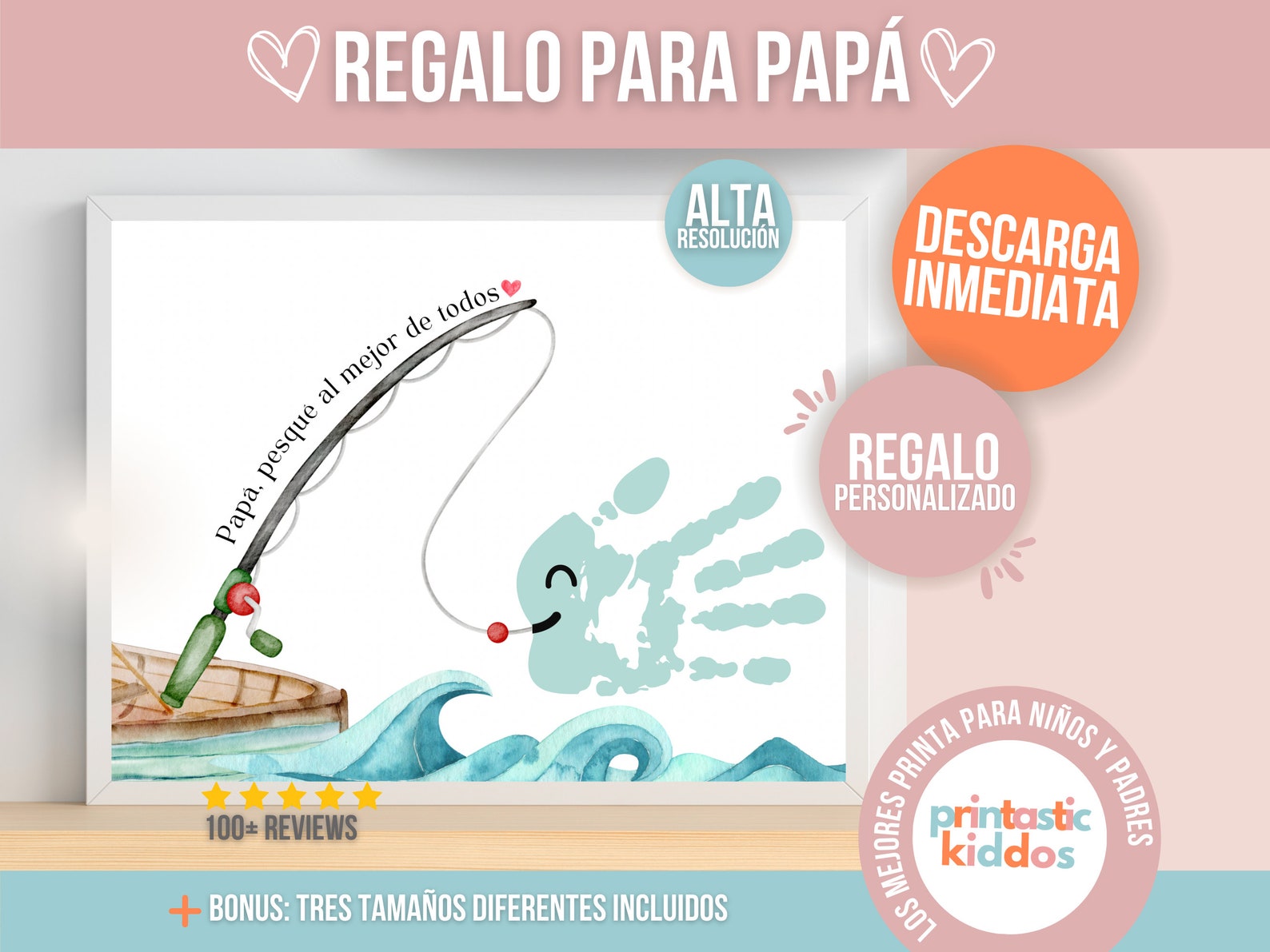 Spanish Father's Day Fishing Handprint Art Gift (digital Download) - Etsy