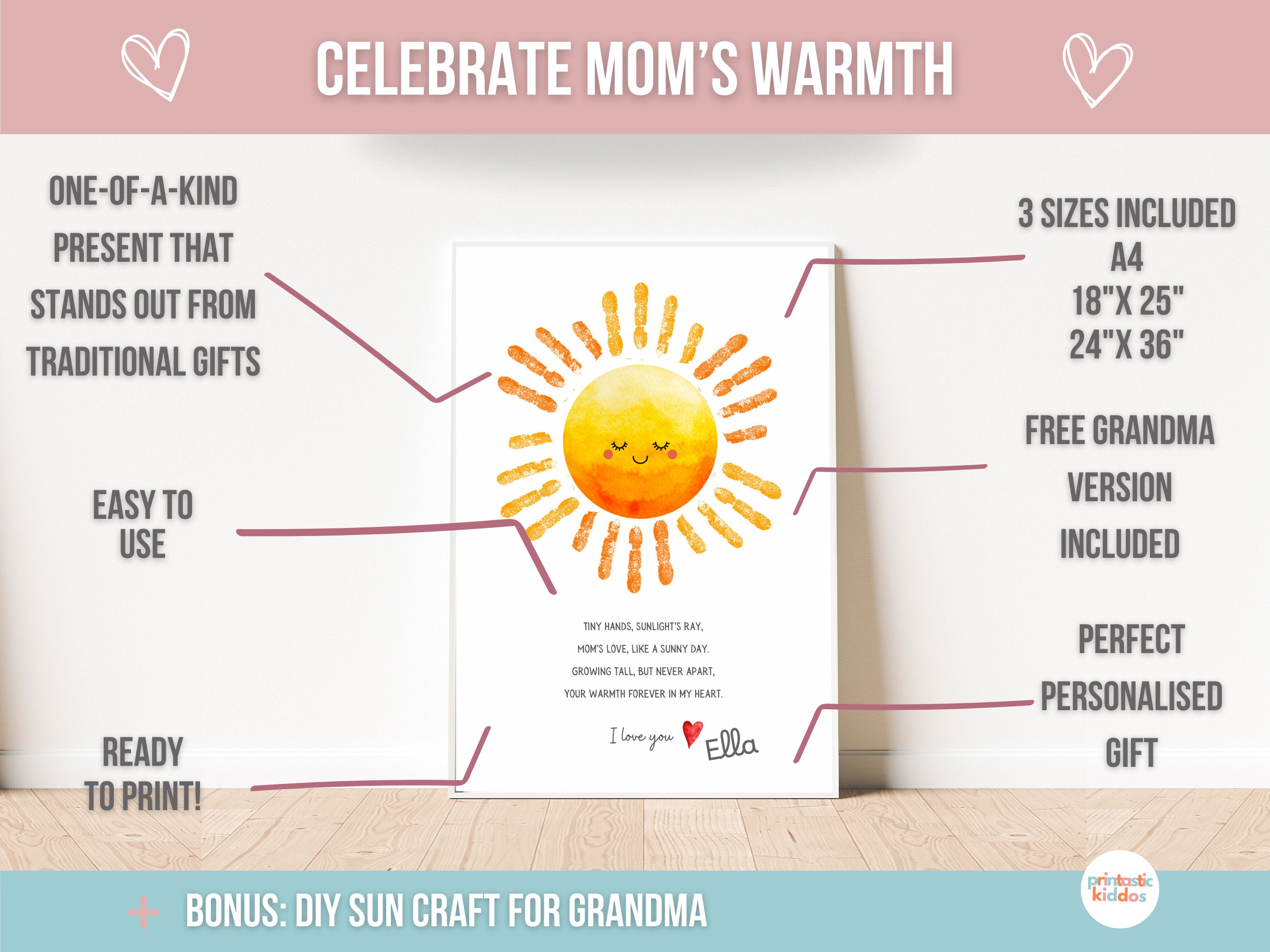 Mothers Day Handprint Keepsake Art, Mother's Day Gift for Mom, Mother's ...
