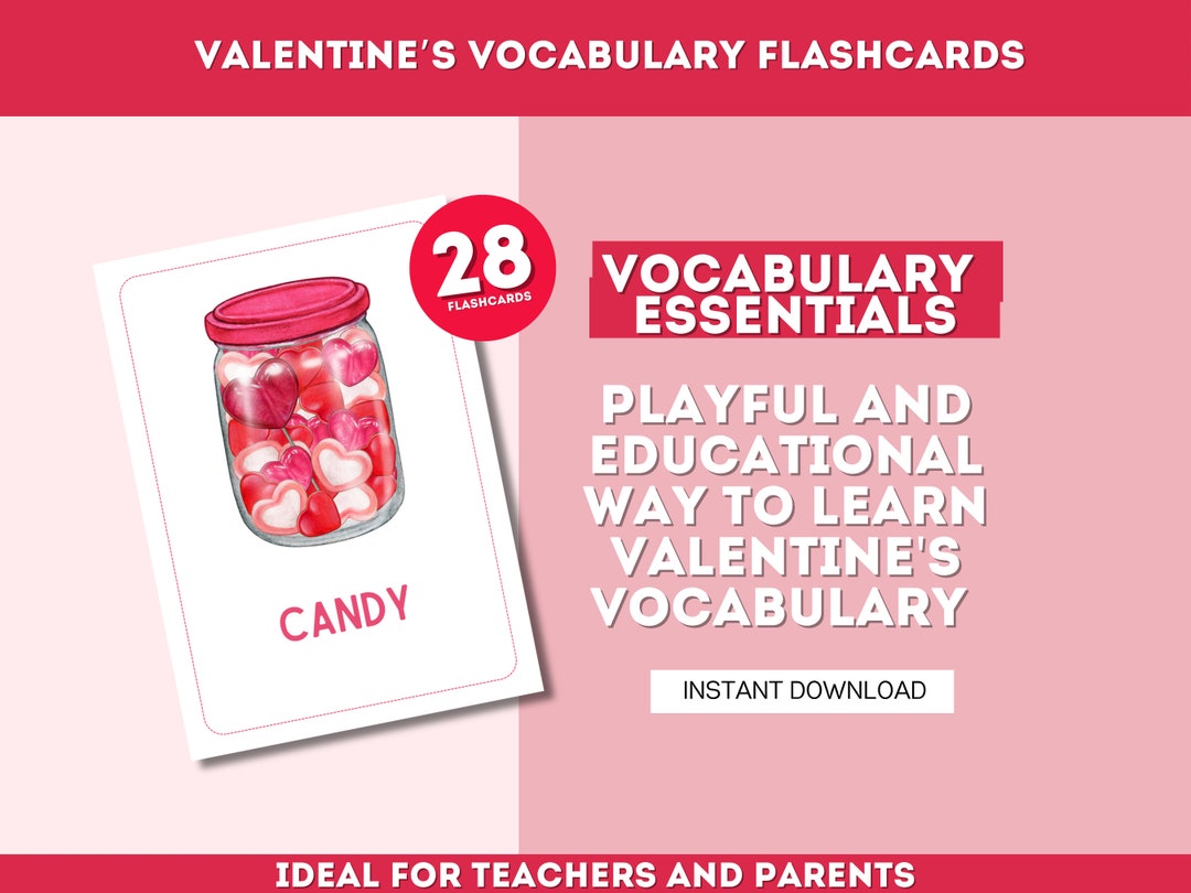 Printable Flashcards, Valentines Day Flashcards, Flashcards, Preschool ...