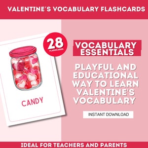 Printable Flashcards, Valentines Day Flashcards, Flashcards, Preschool ...