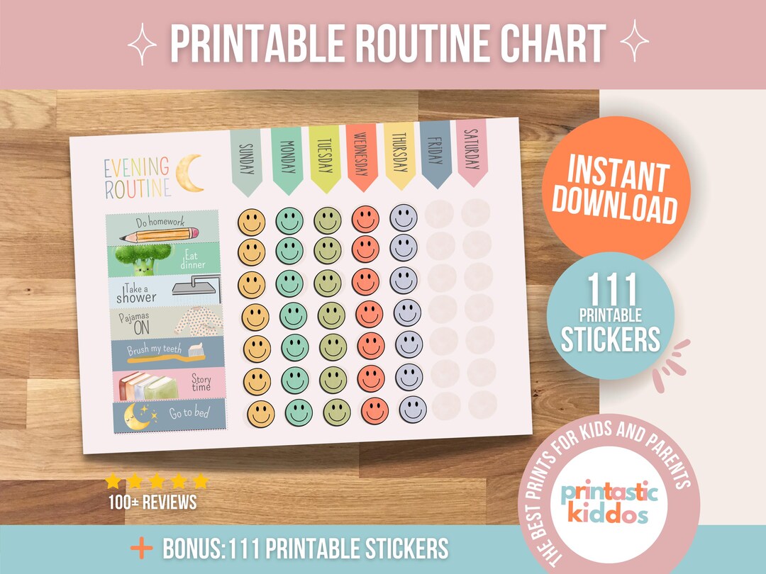 Personalized Kids Routine Chart, Printable Morning Evening Routine ...