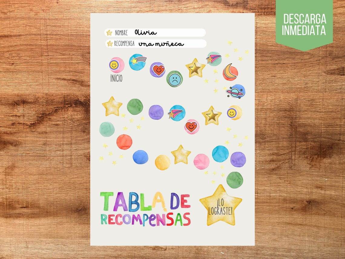 Custom Sticker Chart in Spanish | Tabla De Recompensas Para Niños ...