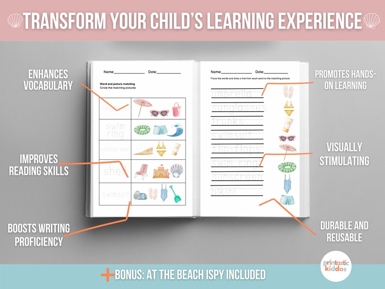 Homeschool Reading and Writing Bundle for Kids (at the Beach Vocabulary ...