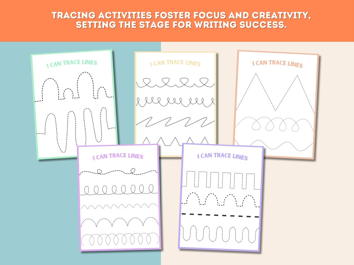 Pre-writing Practice: Line Tracing Worksheets for Toddlers (PDF Pattern ...