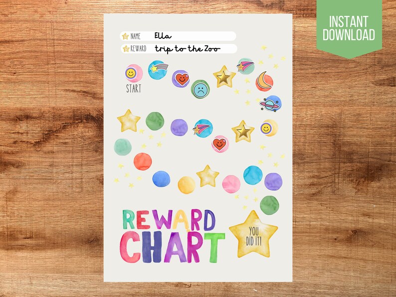 Sticker Reward Chart for Kids, Printable Sticker Chart, Goal Chart for ...