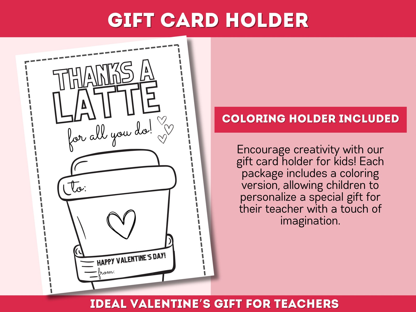 Printable 'thanks a Latte' Valentine's Gift Card Holder: Teacher ...