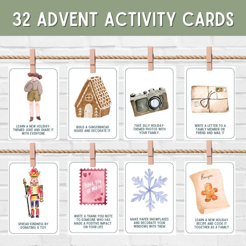Printable Christmas Advent Activity Cards for Kids (PDF) - Etsy