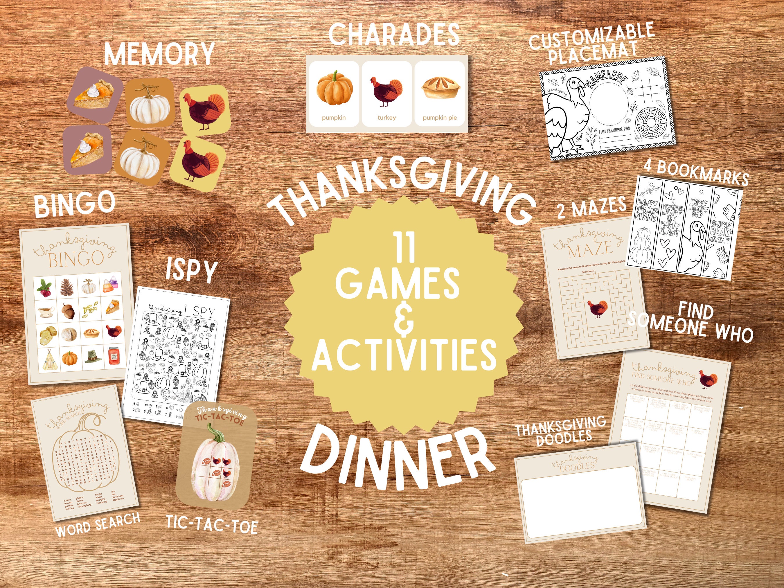 Thanksgiving Games Bundle: Printable Family & Kids Activities - Etsy
