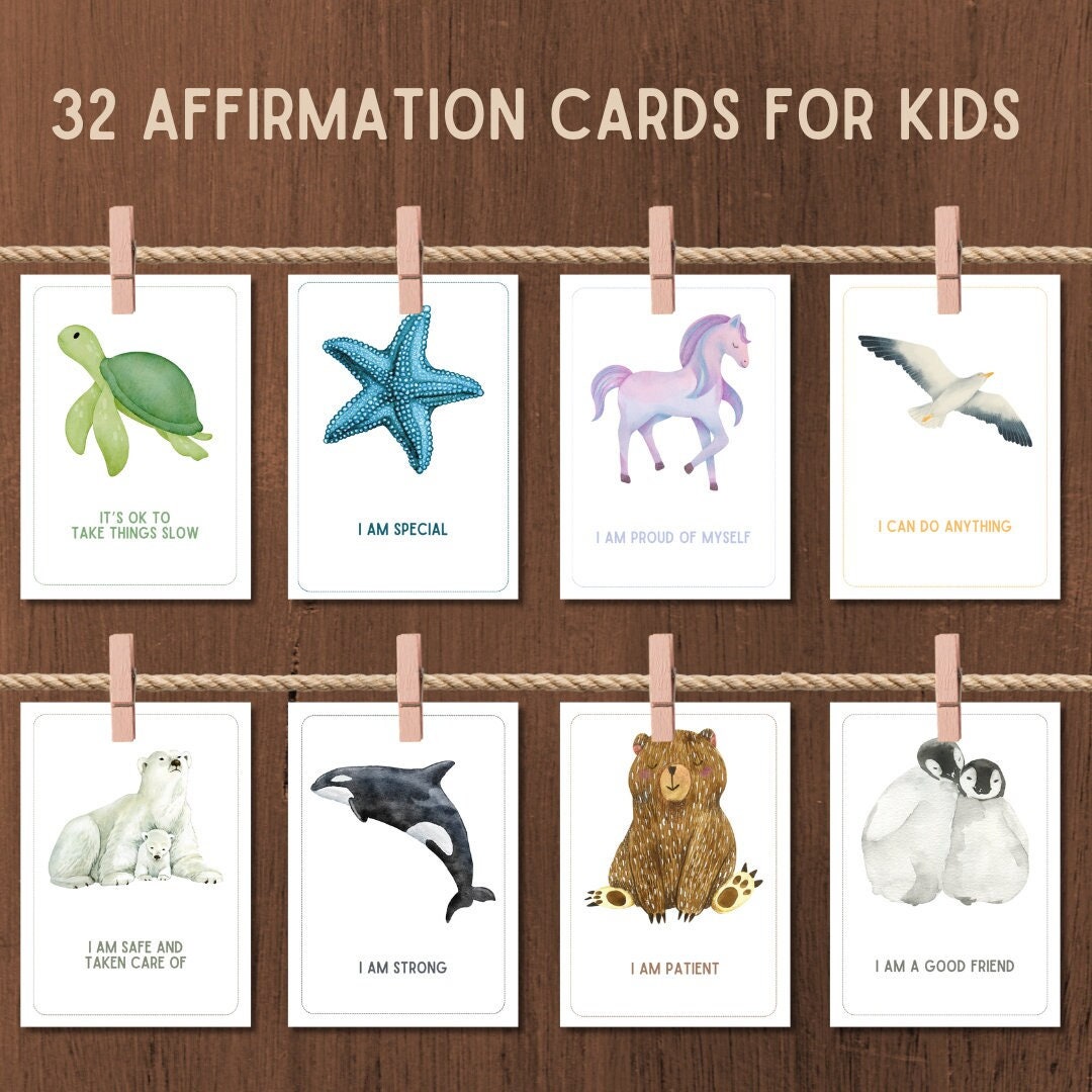 32 Positive Affirmation Cards for Kids Printable, Encouragement ...