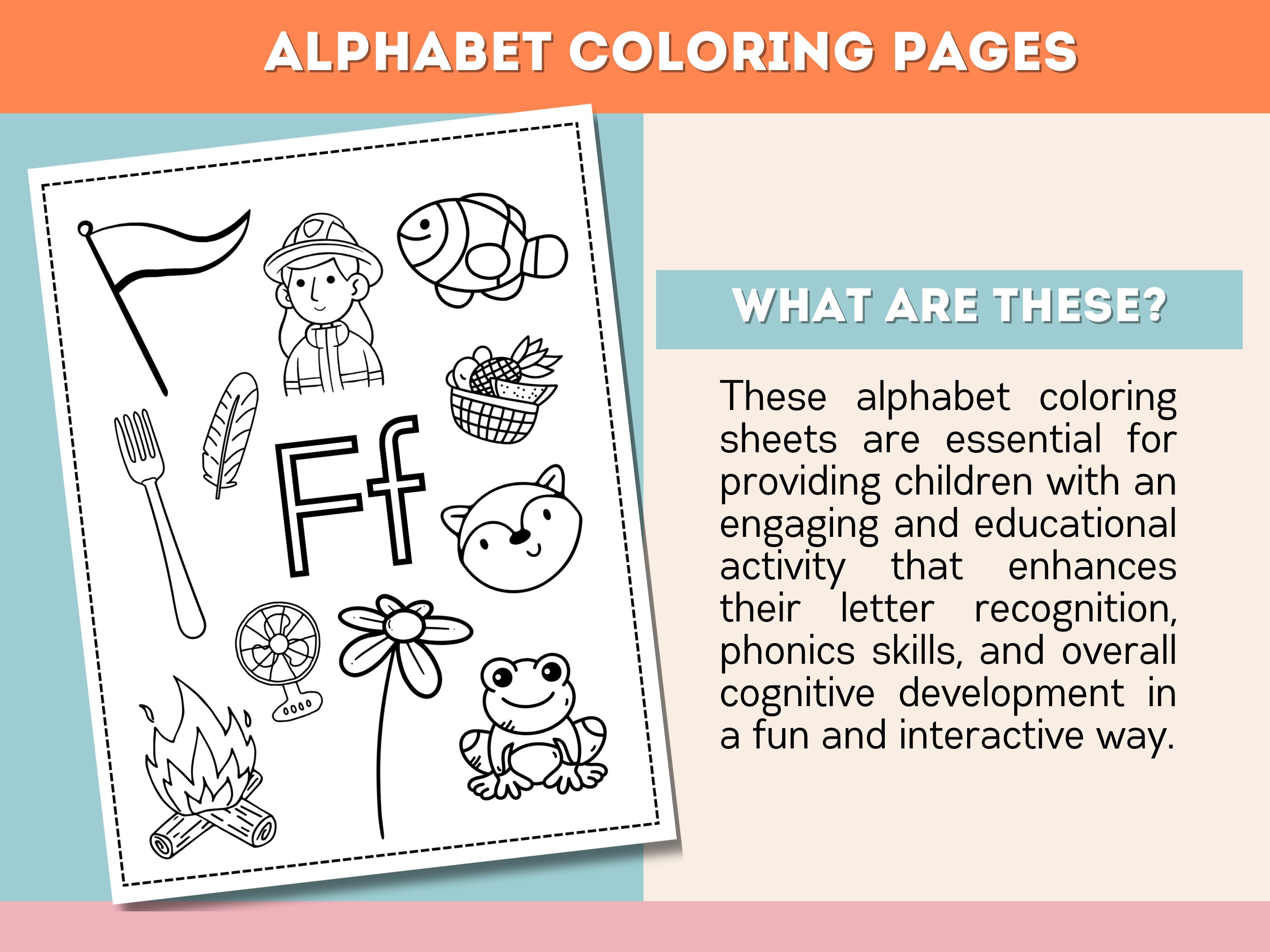Alphabet Coloring Pages: Preschool Learning Activity (PDF Pattern) - Etsy