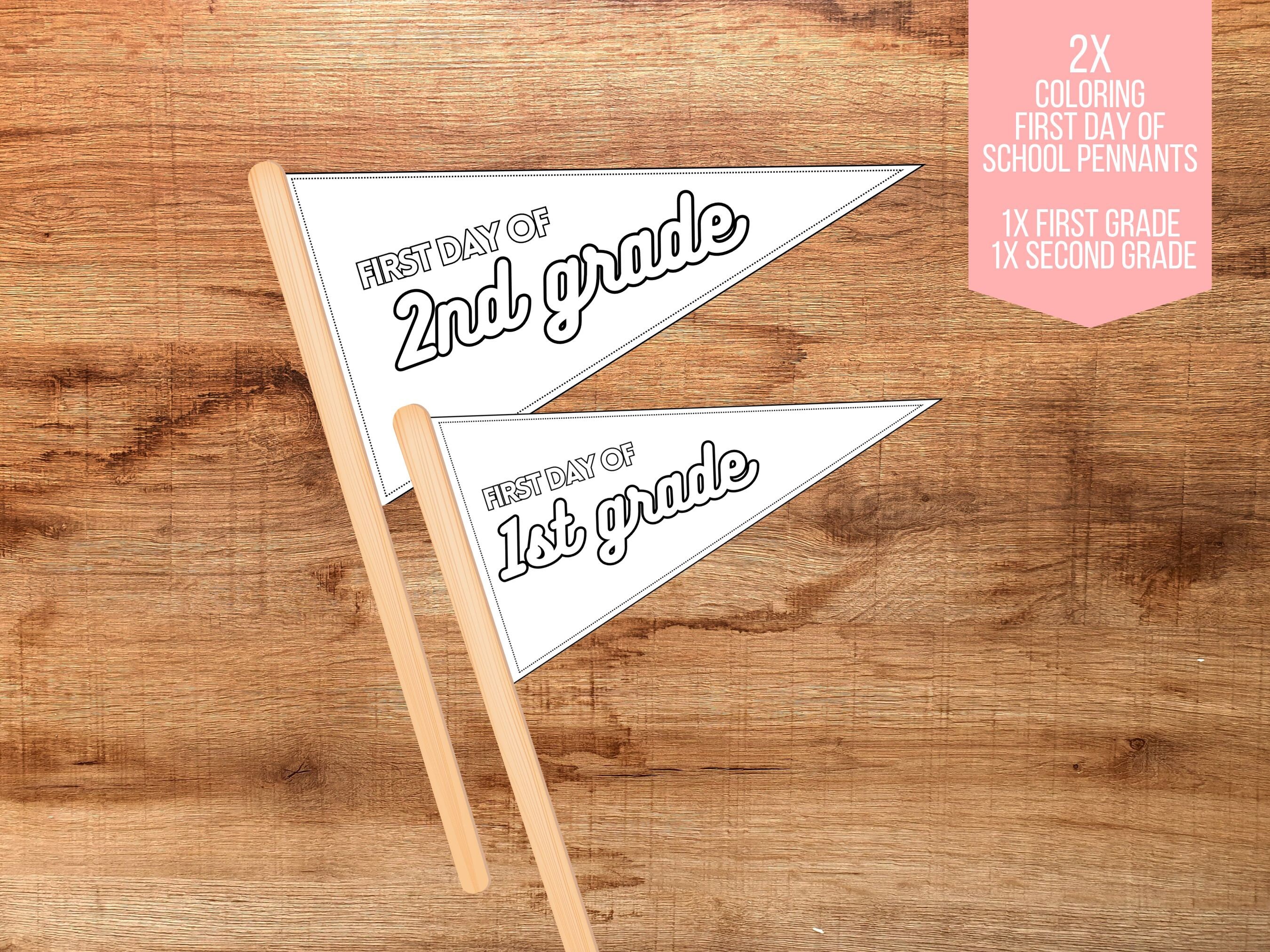 First Day of School Printable Pennant Flags, Custom Printable School ...