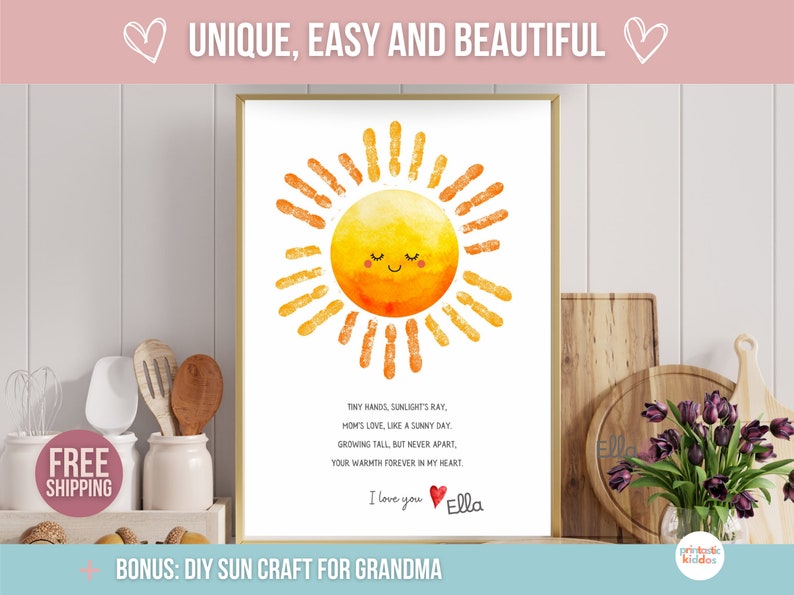 Mothers Day Handprint Keepsake Art, Mother's Day Gift for Mom, Mother's ...