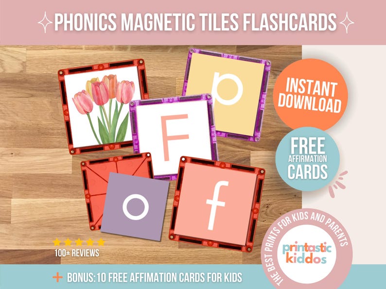 Magnetic Tiles Phonics Flashcards, Phonics Blends, Learn to Read ...