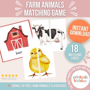 Farm Animals Matching Game for Toddlers: Educational Activity (digital ...