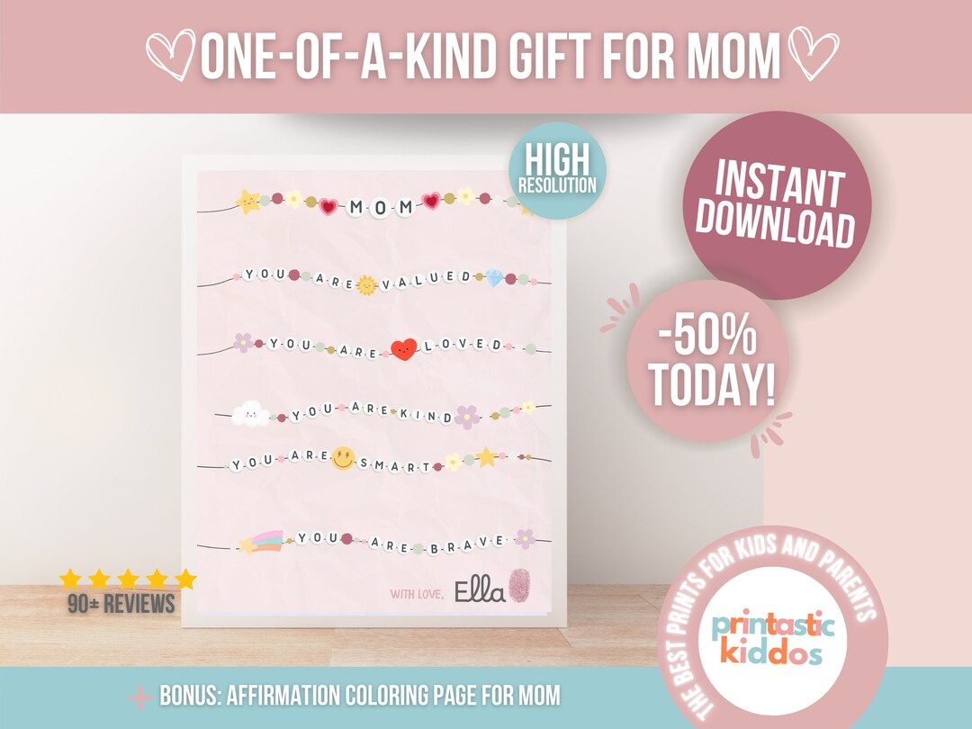 Mother's Day Affirmation Poster: Kid-made Gift, Coloring Page (PDF ...