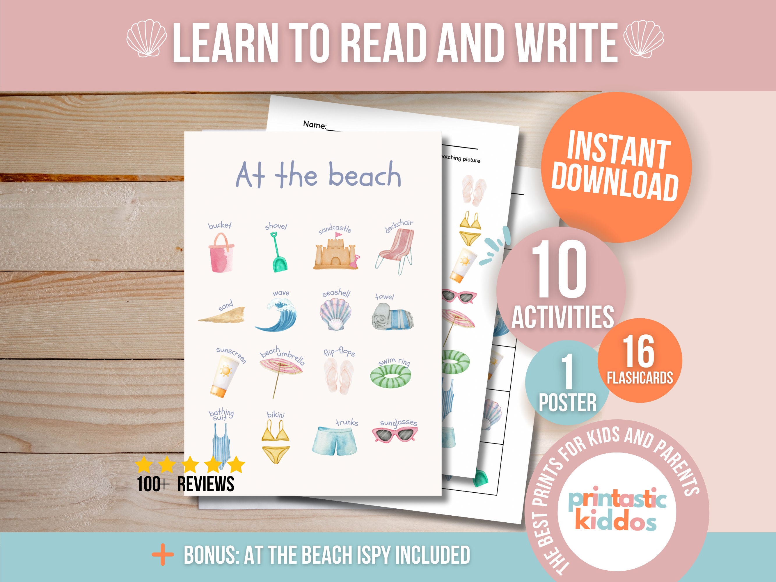 Homeschool Reading and Writing Bundle for Kids (at the Beach Vocabulary ...