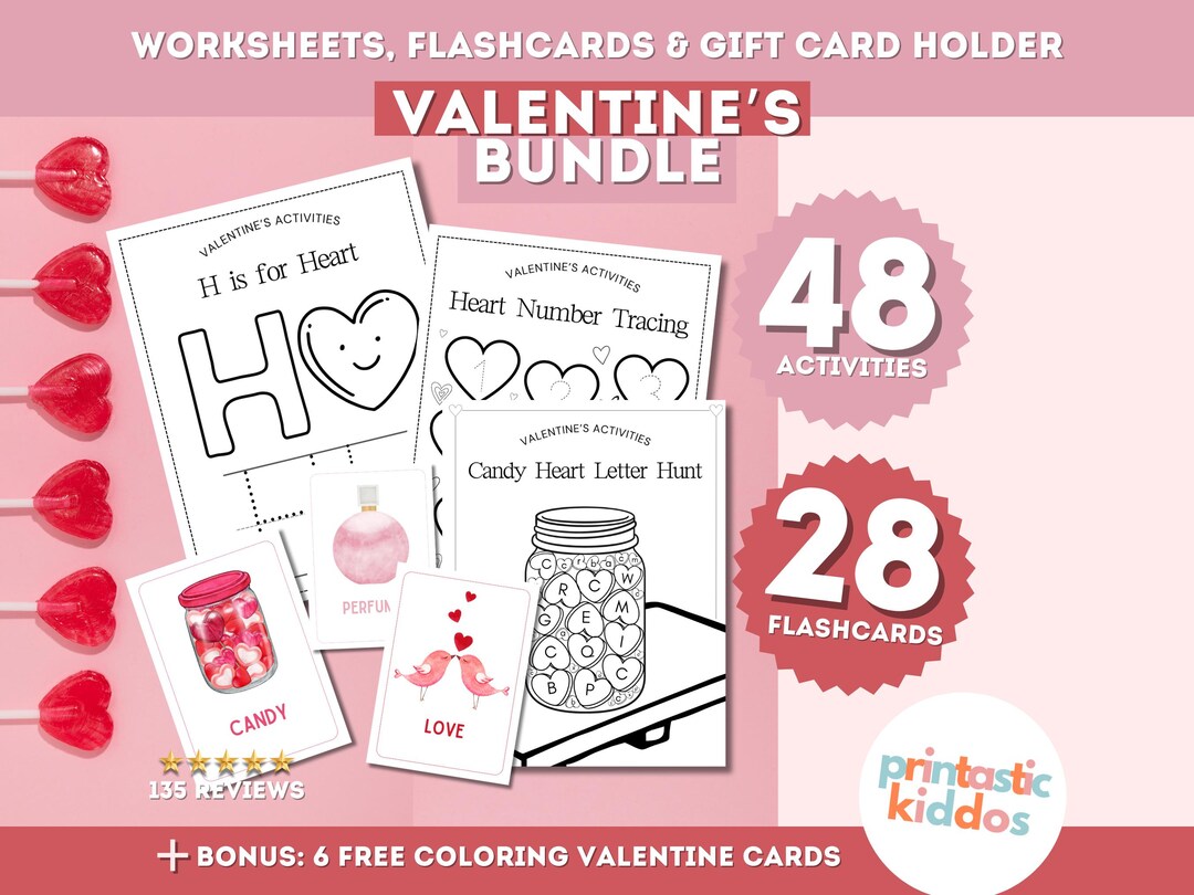 Valentine's Day Worksheet Bundle: Preschool Learning (PDF Pattern) - Etsy