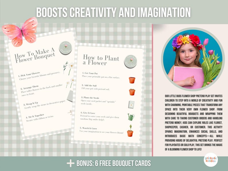 Flower Shop Pretend Play Set: Printable Florist Role Play (digital ...