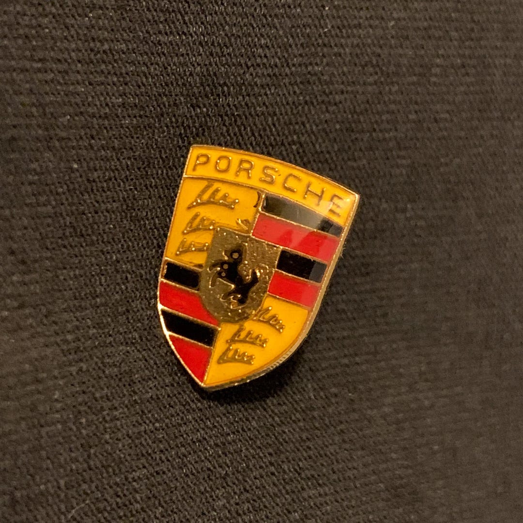 Iconic Vintage Enamel Red, Yellow and Black 'porsche' Badge Lapel Pin ...