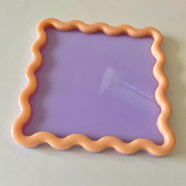 Forest Green and Pink Wiggle Squiggle Wavy Square Resin Trinket Catchall Tray Dish - Etsy