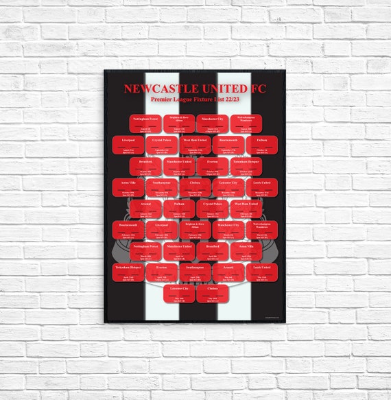 Newcastle United Fixture List Wallchart 2022/2023 Premier - Etsy