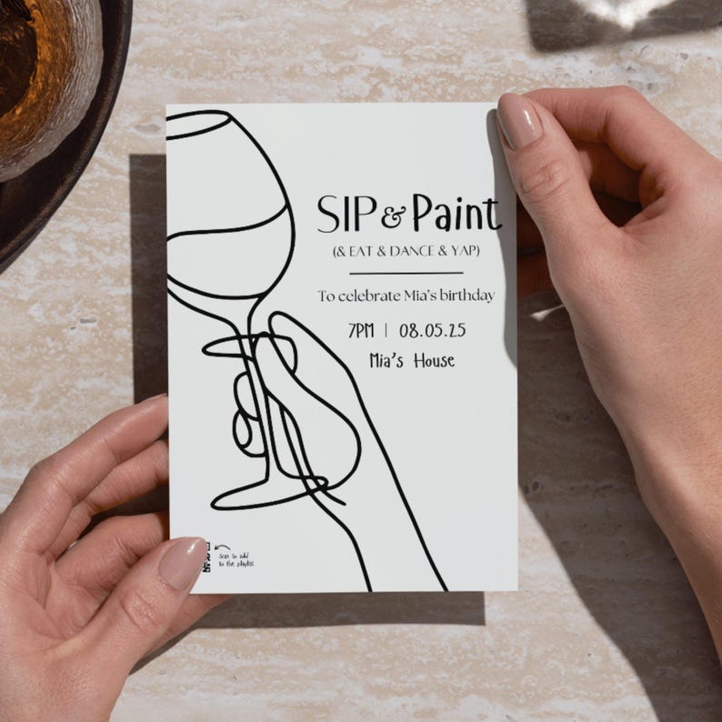 Sip & Paint Party Invite Template - Etsy
