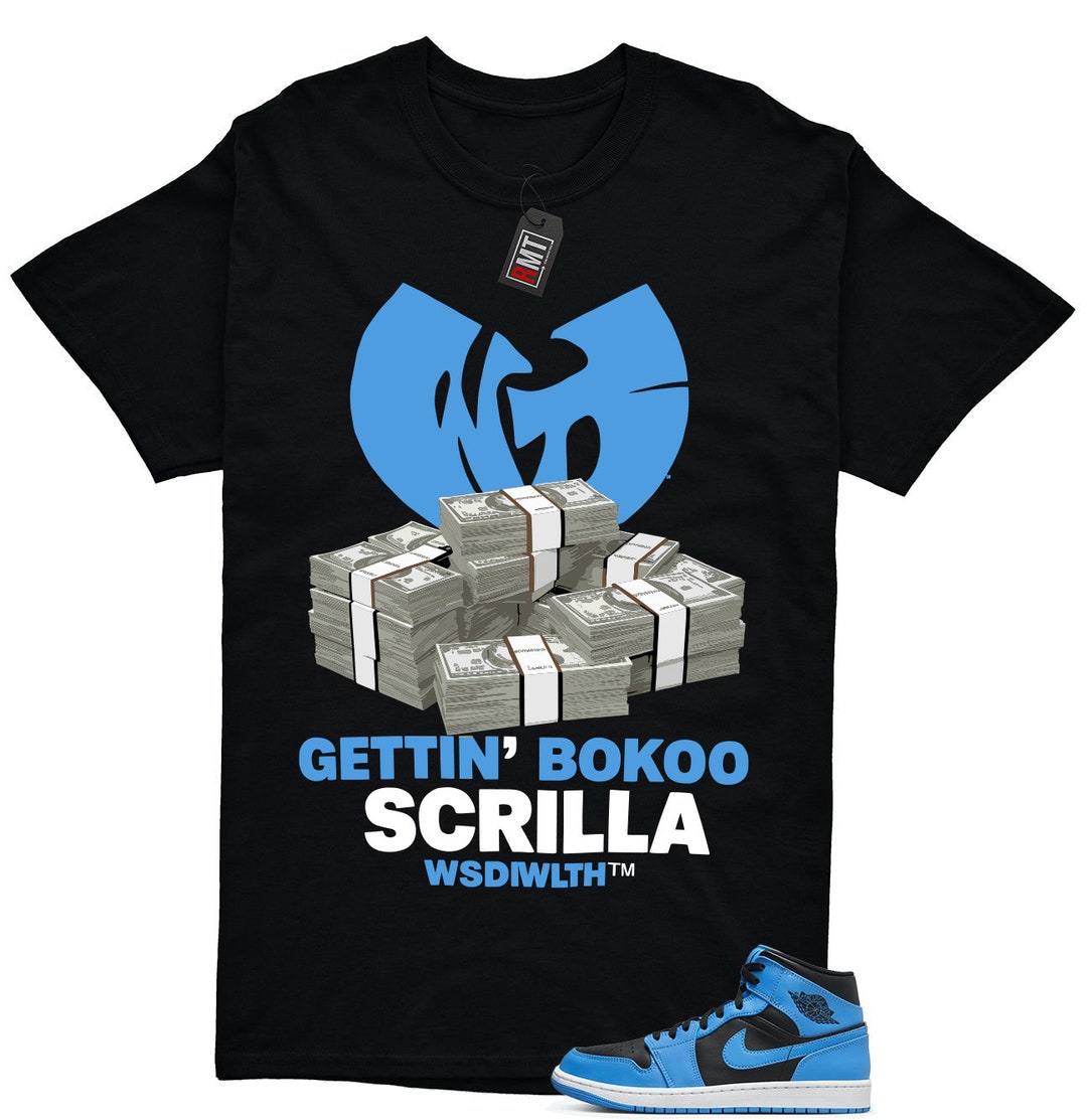 University Blue 1s Match T-shirt, Scrilla Tee Matching Mid University Blue Air 1 Black White - Etsy