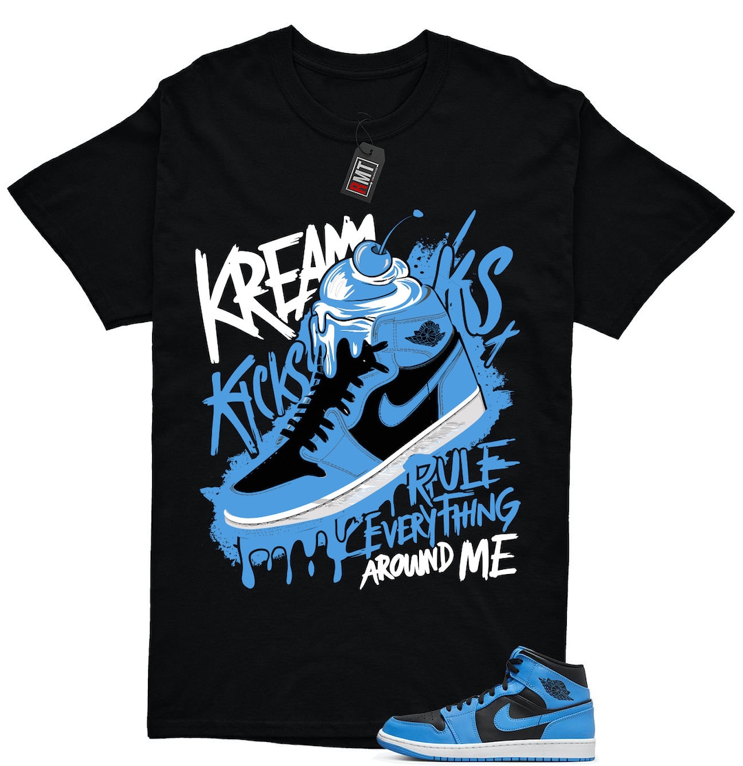 University Blue 1s Match T-shirt, Kream Tee Matching Mid University ...