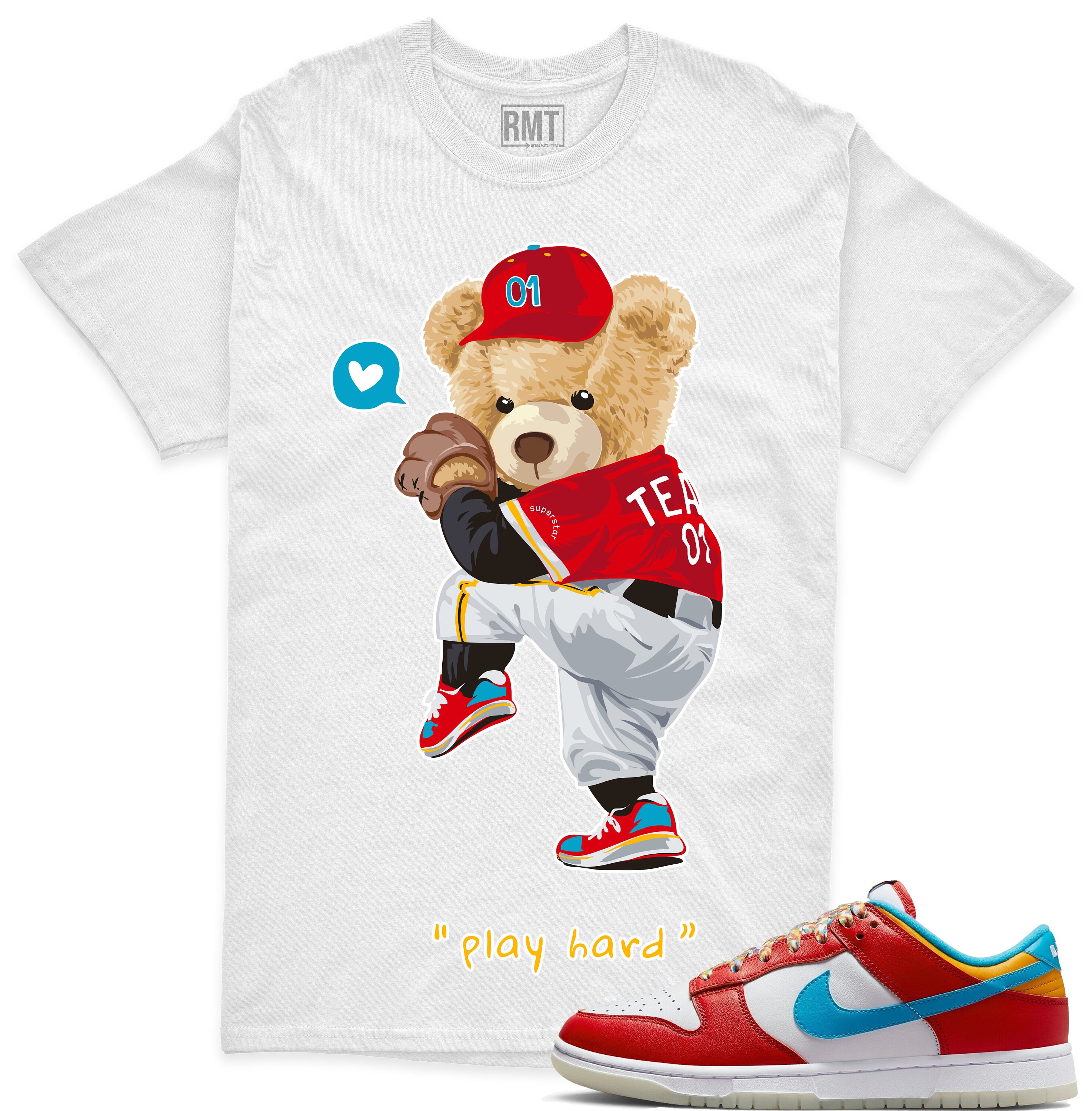 Fruity Pebbles Dunk Camisetas a juego, Play Hard Matching Dunk Low QS ...