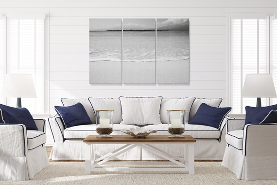 Black and White Calm Beach Photography Canvas Landscape - Etsy
