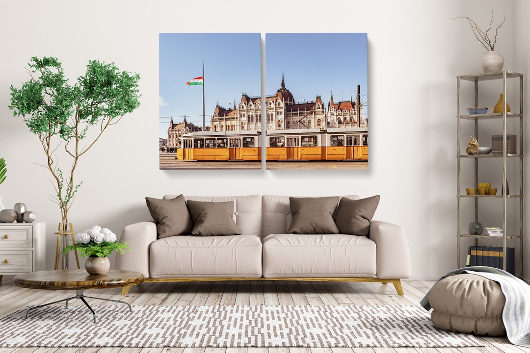 Budapest Yellow Tram and Hungarian Parliament Building Photography ...