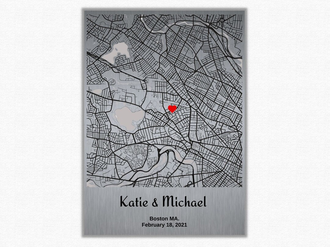 Where We Met Map Tin Print, Custom Wedding Location Poster, Love Map ...